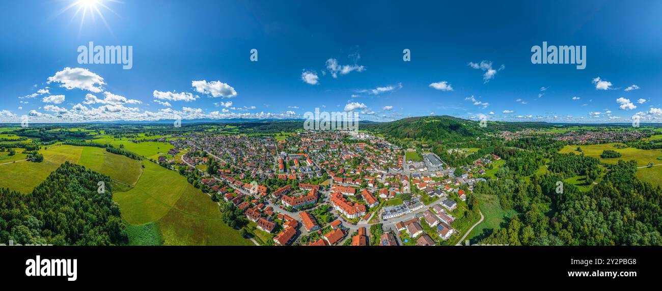 Aerial view of the market village of Peißenberg in Upper Bavaria Stock ...