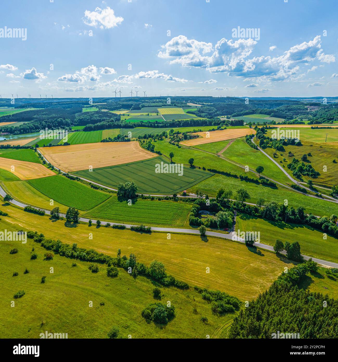 View of the Härtsfeld in the Swabian Ries-Alb around Katzenstein Castle ...