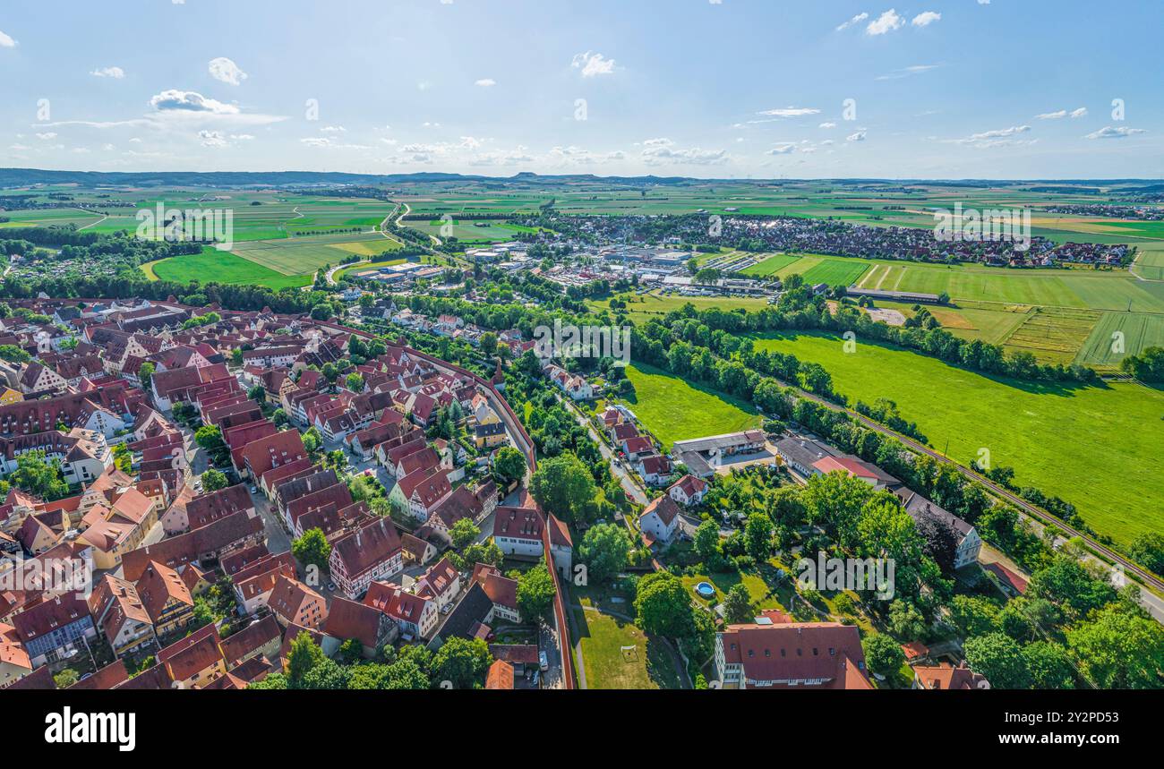 Aerial view to Nördlingen in the Geopark Ries in northern Swabia Stock ...