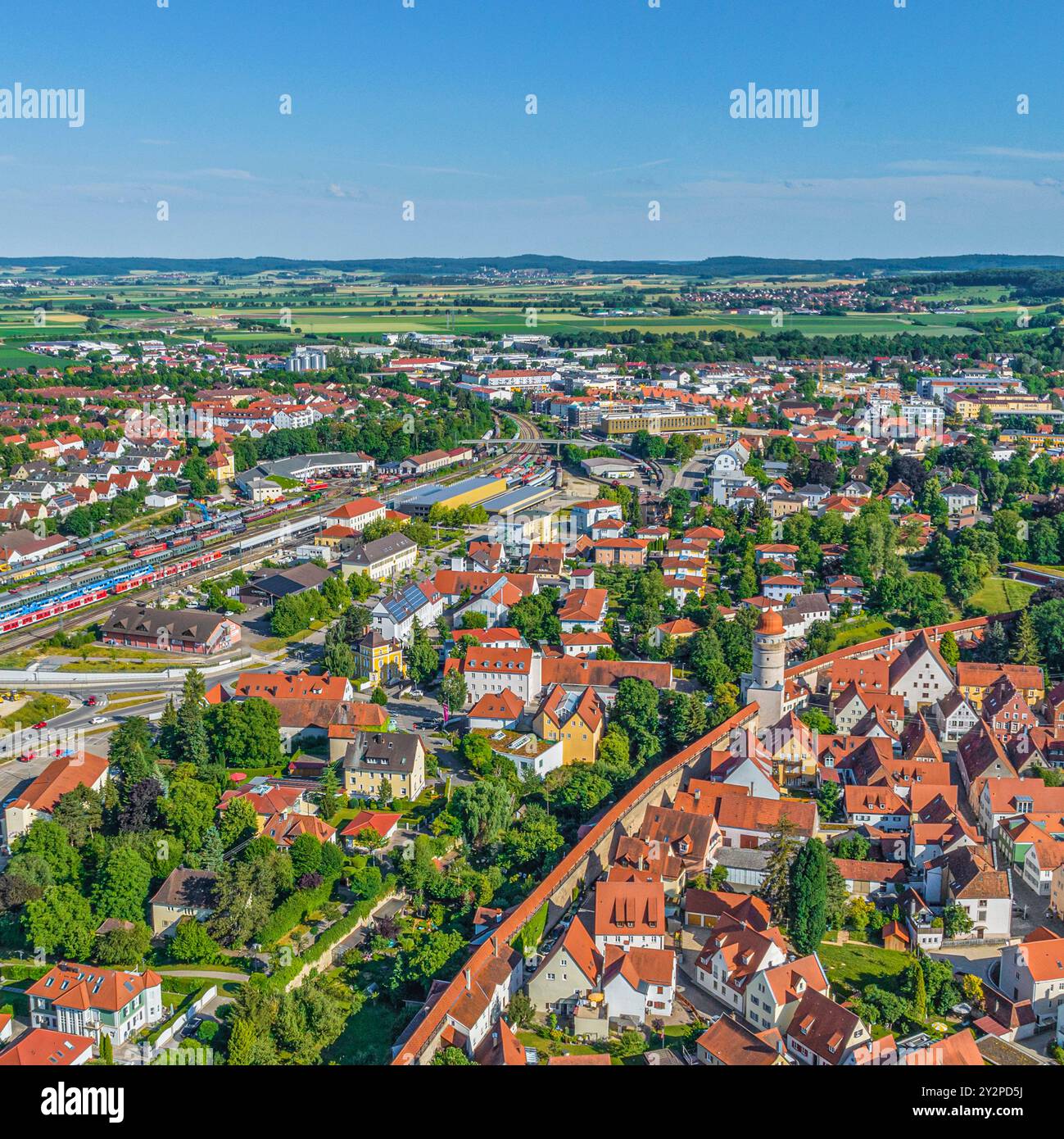 Aerial view to Nördlingen in the Geopark Ries in northern Swabia Stock ...