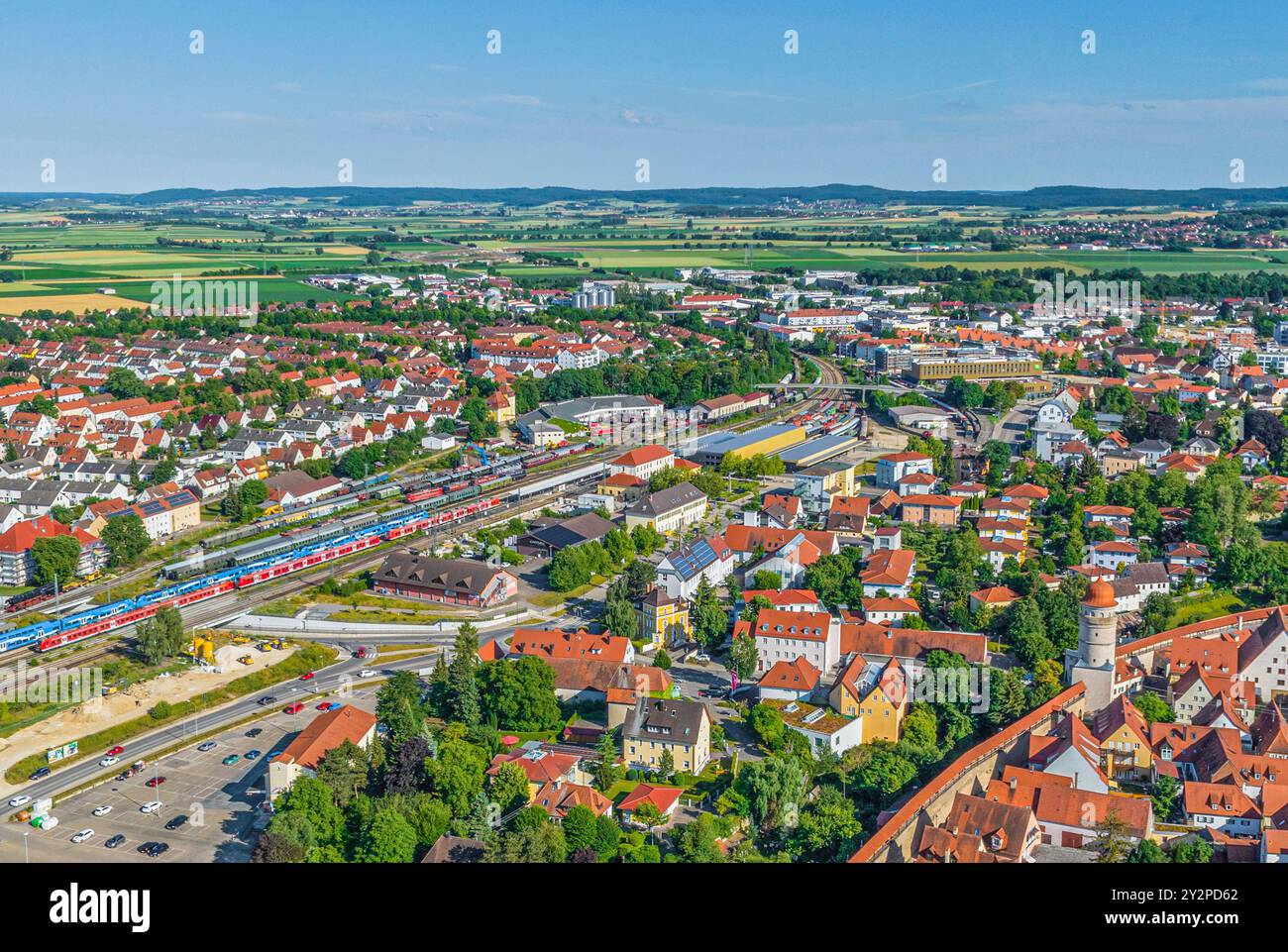 Aerial view to Nördlingen in the Geopark Ries in northern Swabia Stock ...