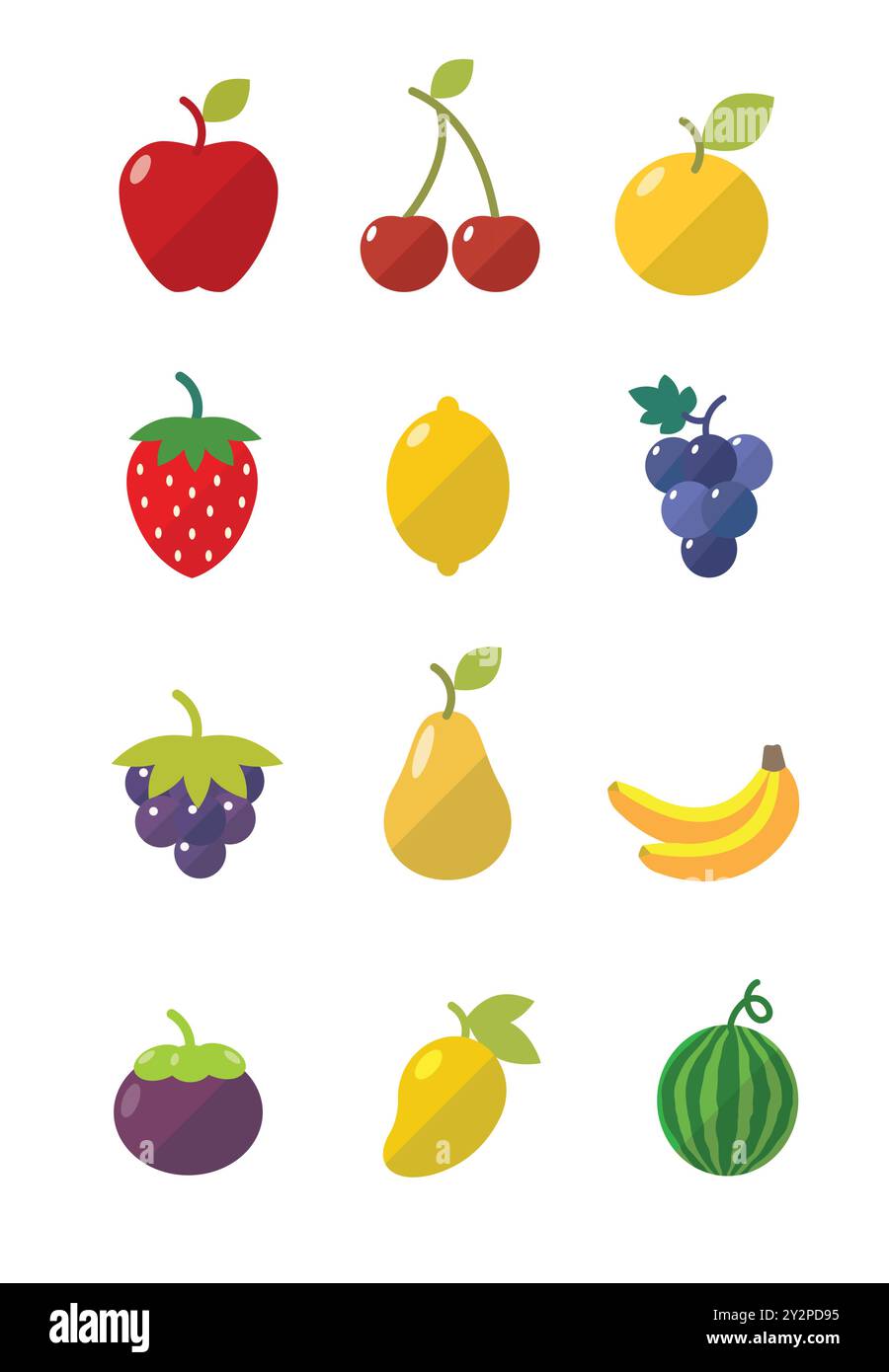 Fruits icons set vector, Set of vector flat color icons. Collection of ...