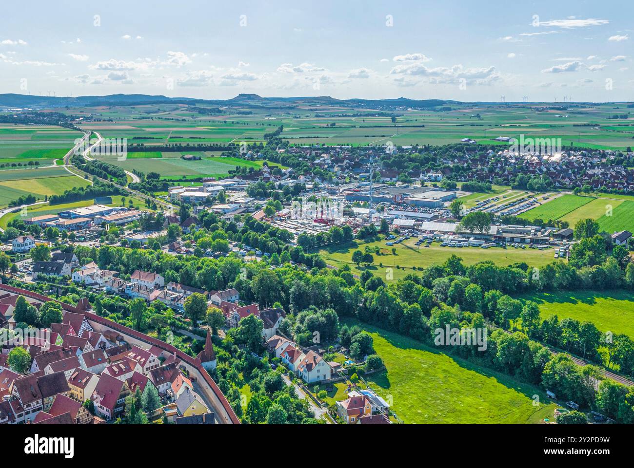 Aerial view to Nördlingen in the Geopark Ries in northern Swabia Stock ...