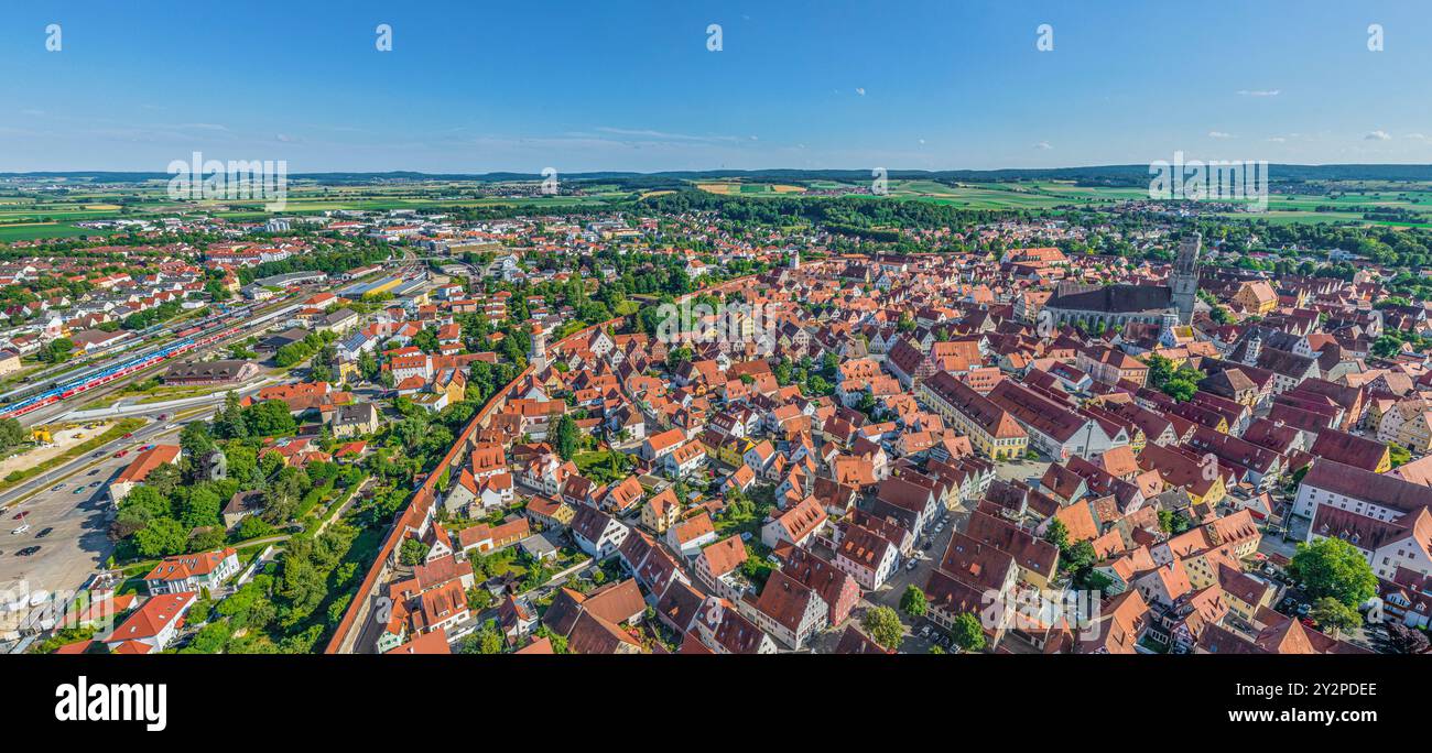 Aerial view to Nördlingen in the Geopark Ries in northern Swabia Stock ...