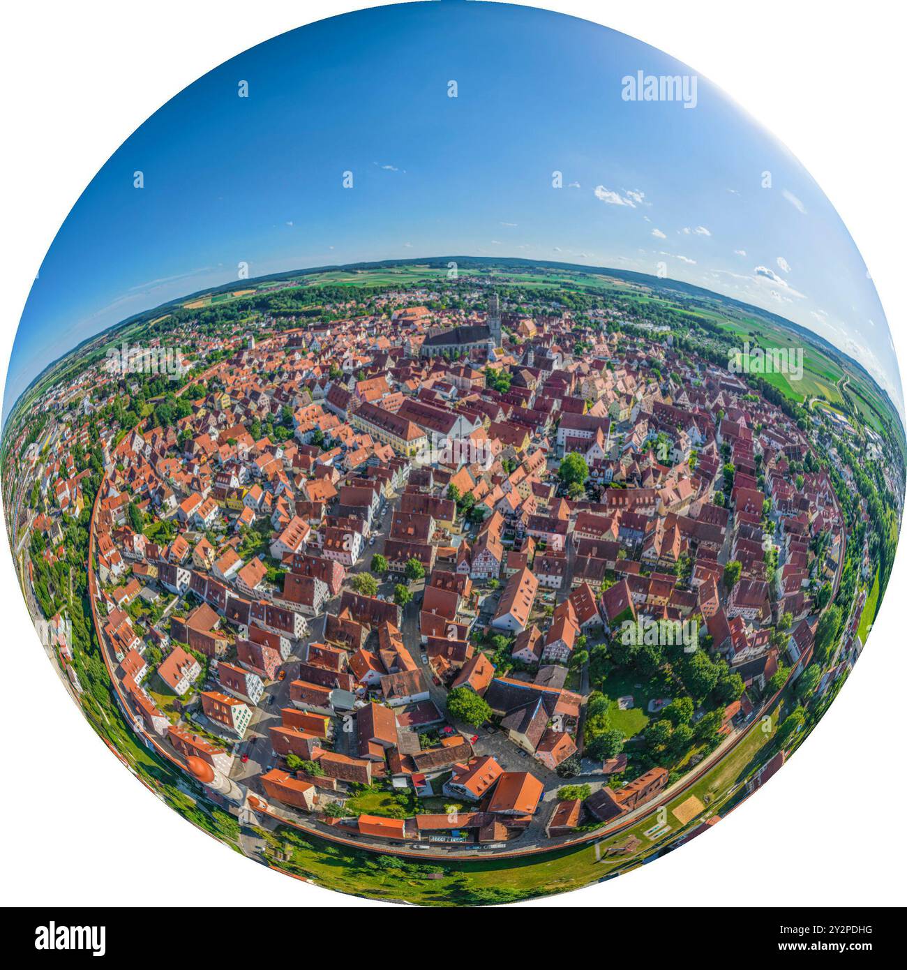 Aerial view to Nördlingen in the Geopark Ries in northern Swabia Stock ...