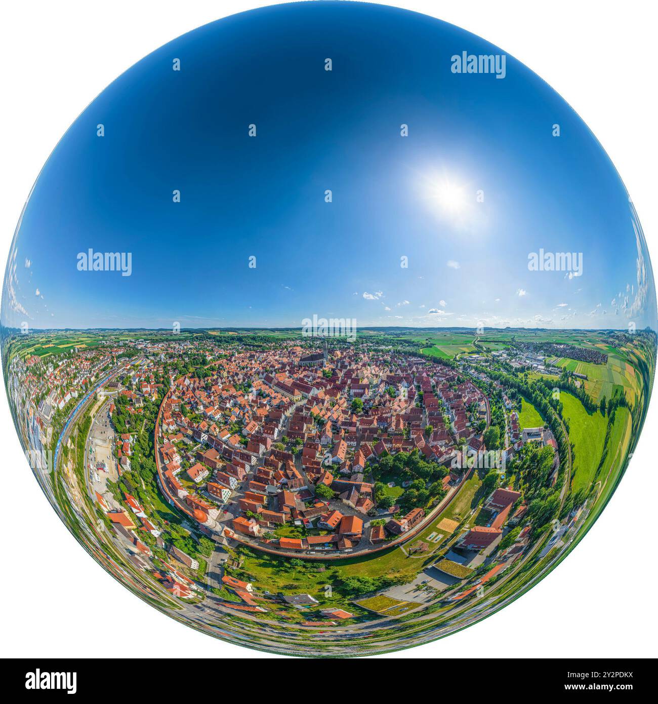 Aerial view to Nördlingen in the Geopark Ries in northern Swabia Stock ...