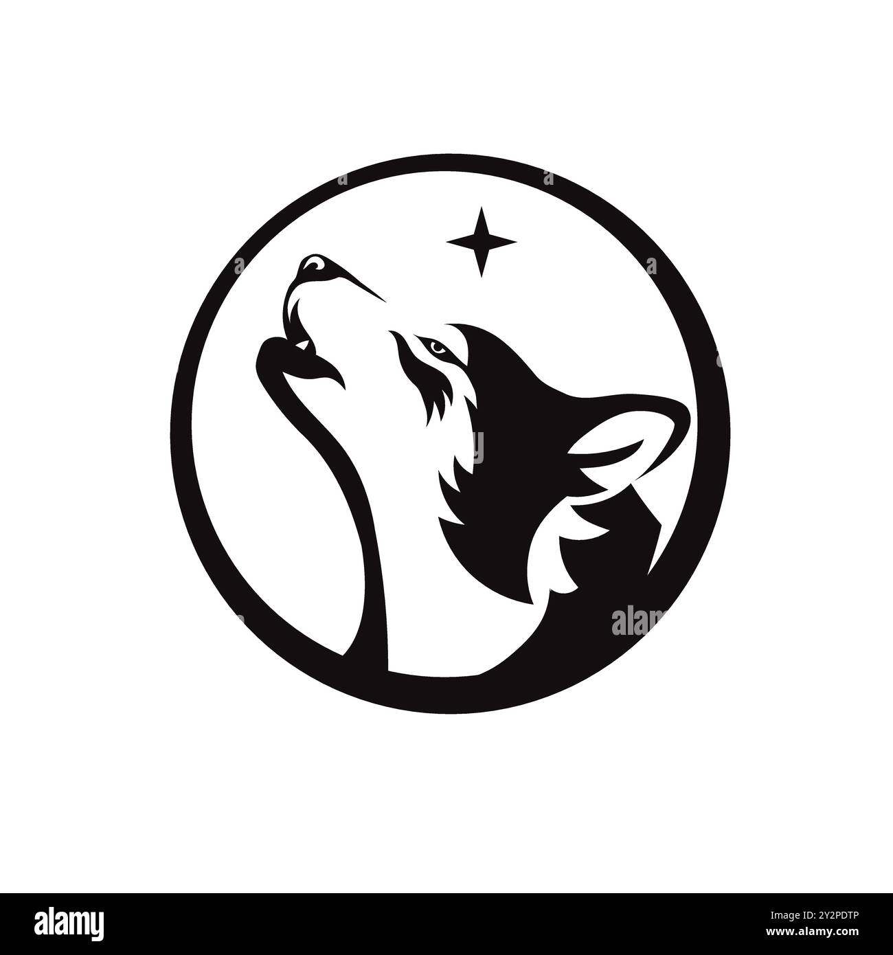 Husky dog black and white design - animal head side view vector ...