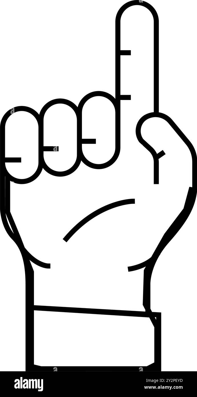 one number hand gesture line icon vector illustration Stock Vector Image & Art - Alamy