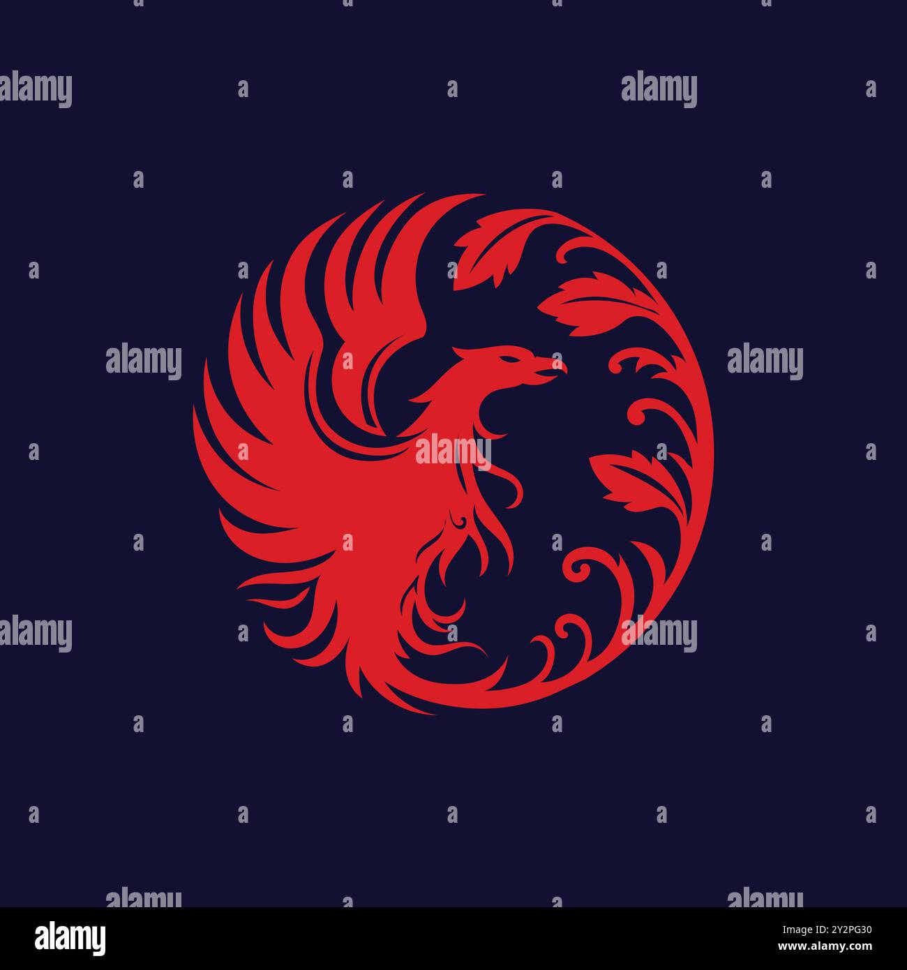 mythology of Phoenix bird circle style vector illustration Stock Vector ...