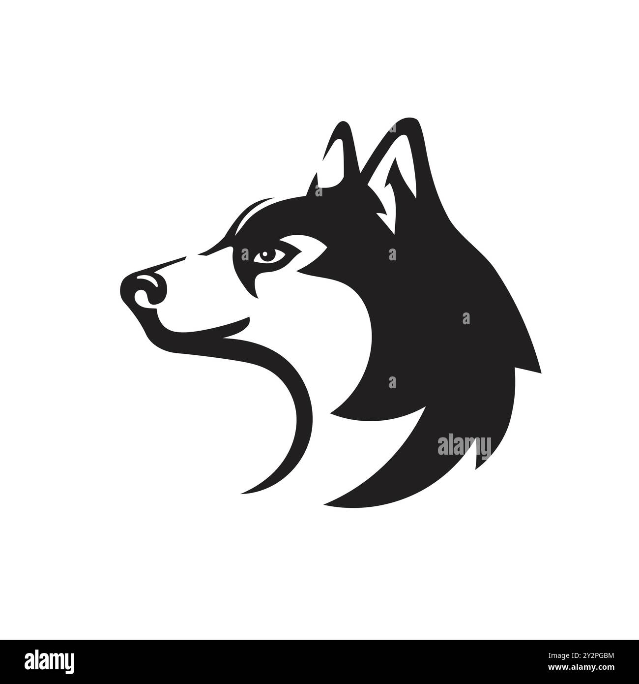 Husky dog black and white design - animal head side view vector ...