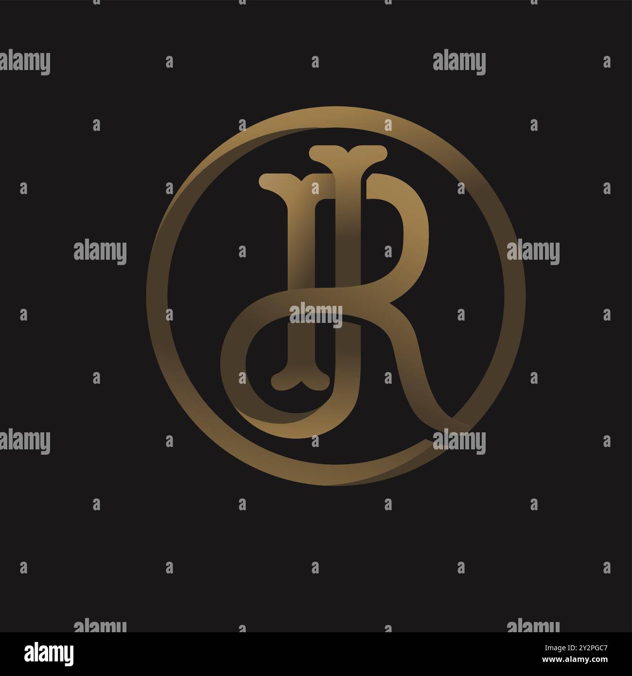 Vintage Interlocking Monogram initial letter JR vector illustration ...
