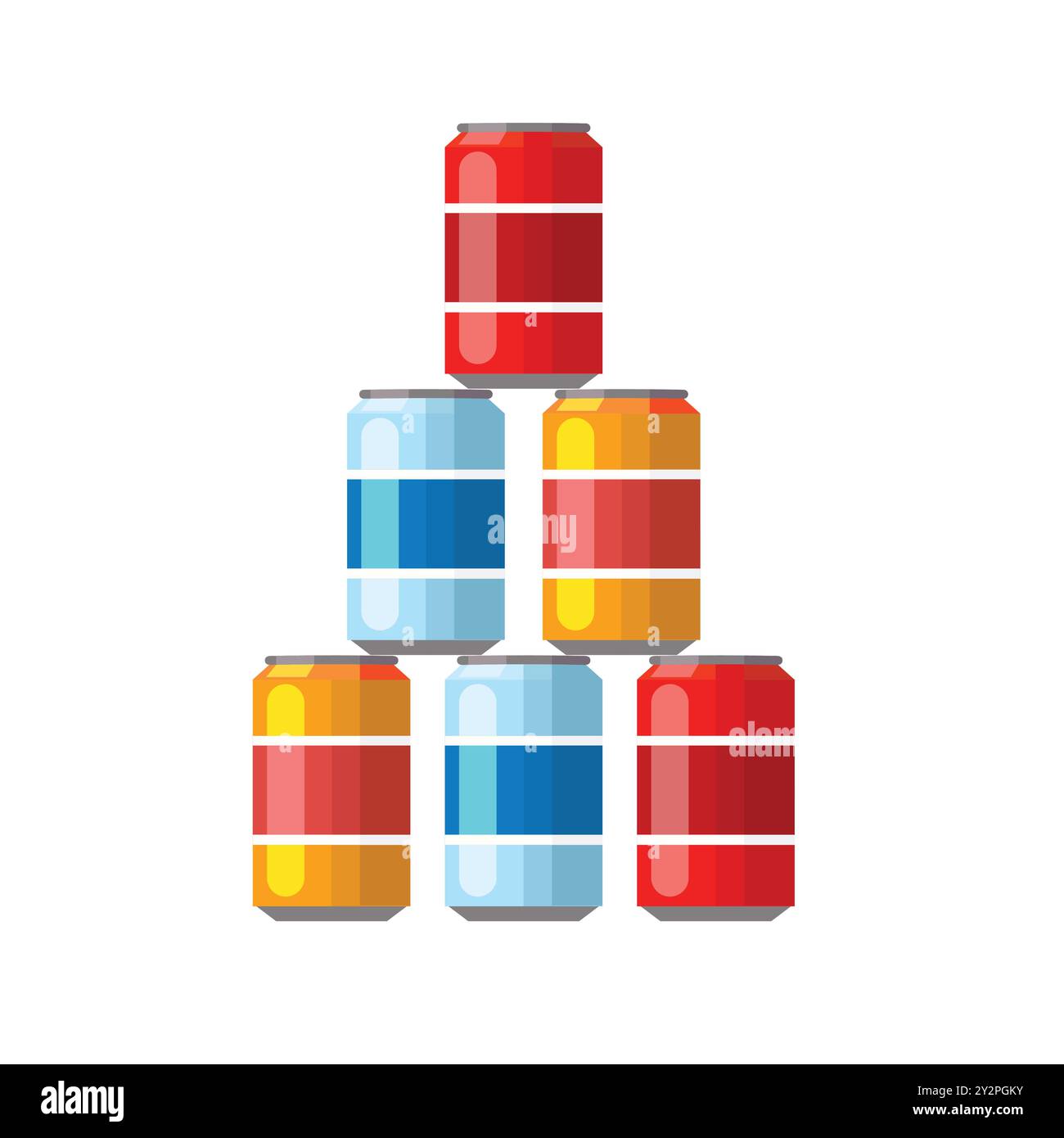 stack of Soda in colored aluminum cans set icons isolated on white ...