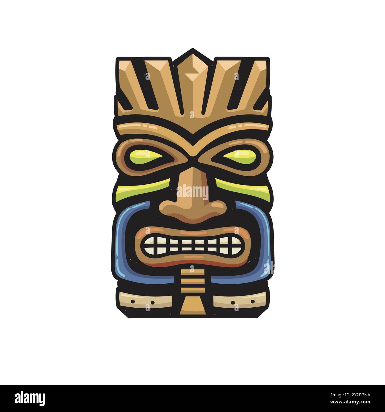 colorful hand drawn Tiki tribal wooden mask vector illustration. Design ...