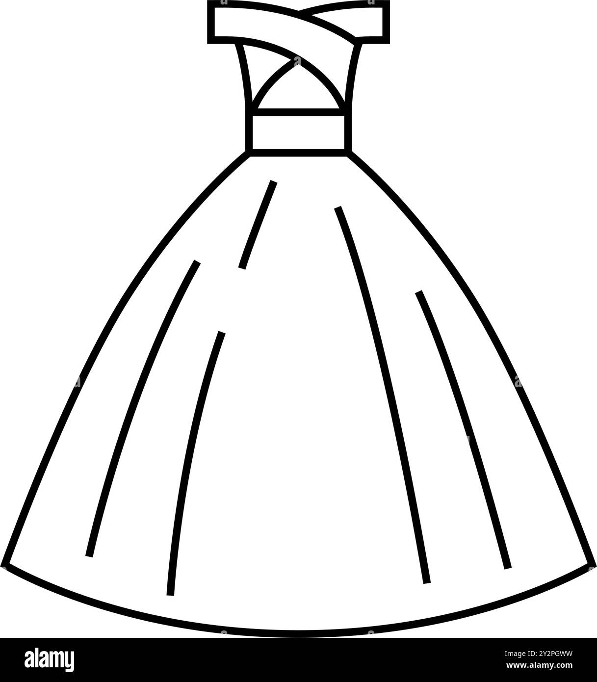 ballgown bride dress line icon vector illustration Stock Vector Image ...