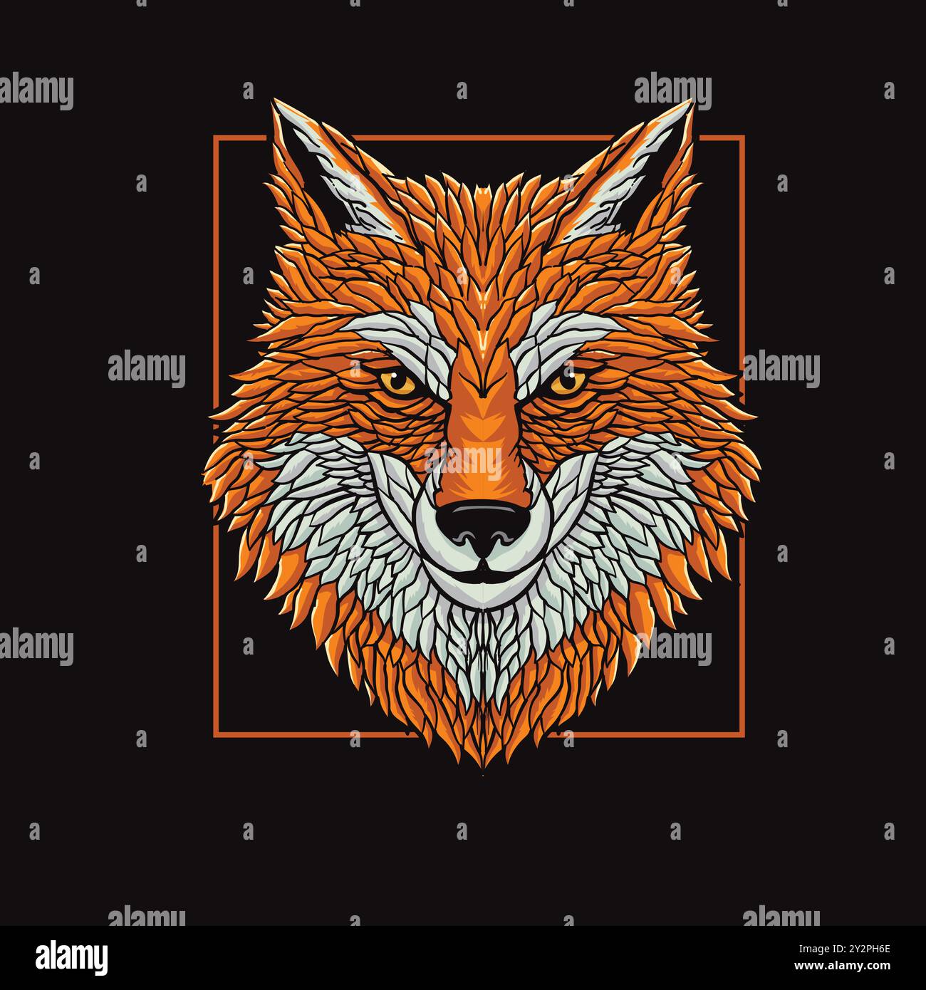 hand drawn Stylized colorful wolf head vector illustration Stock Vector ...