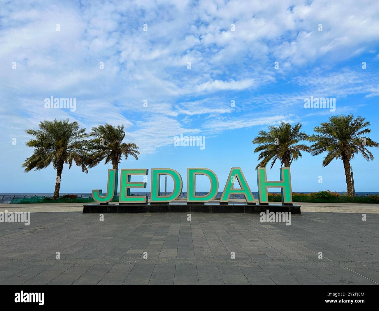 Jeddah, Saudi Arabia - Jan 18, 2023: Jeddah sign at new beech ...