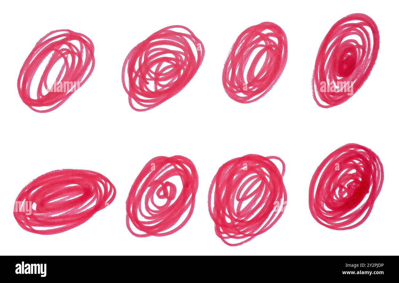 Red marker scribble set design elements isolated on white Stock Photo ...
