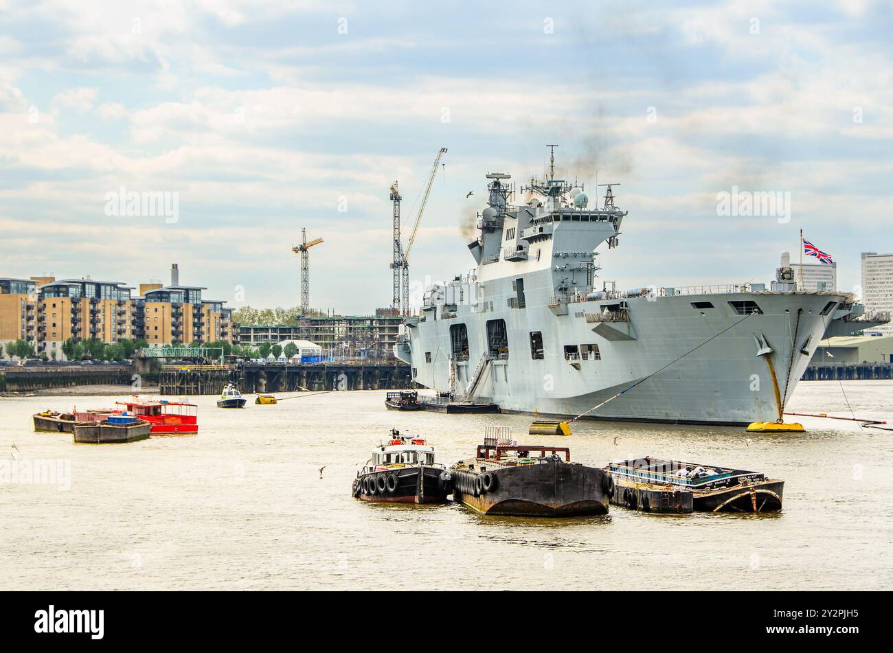 HMS Illustrious R06 light aircraft carrier of the Royal Navy moored ...
