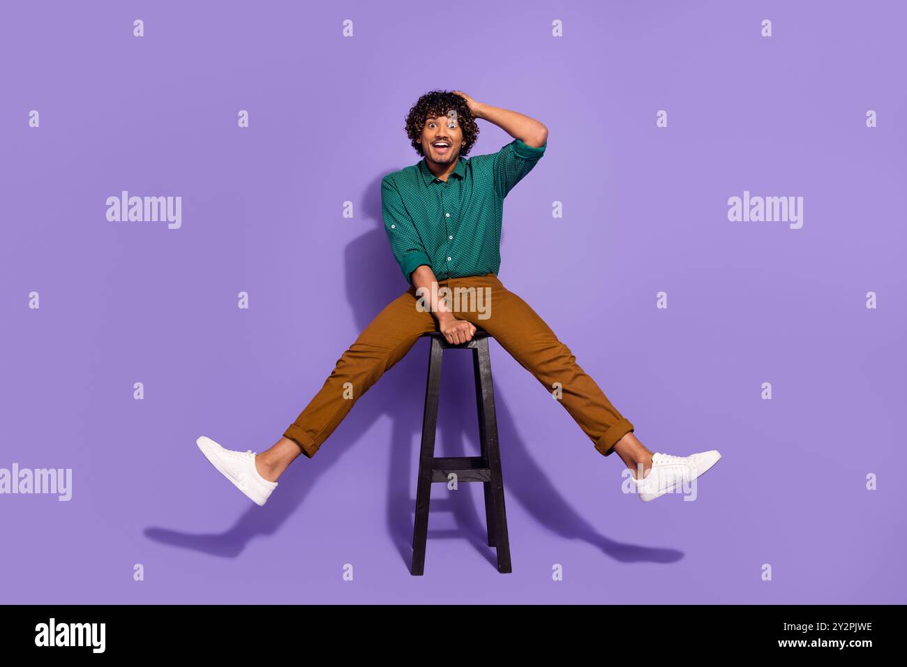 Full body length photo of positive funky latin overjoyed boyfriend in ...