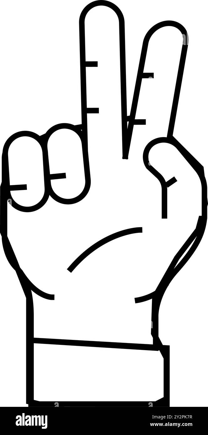 two number hand gesture line icon vector illustration Stock Vector Image & Art - Alamy