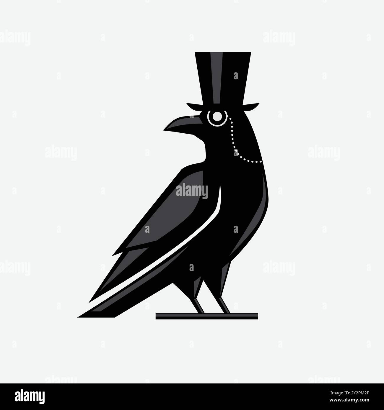 black crow wearing hat, Gentleman crow, blackbird with top hat design ...