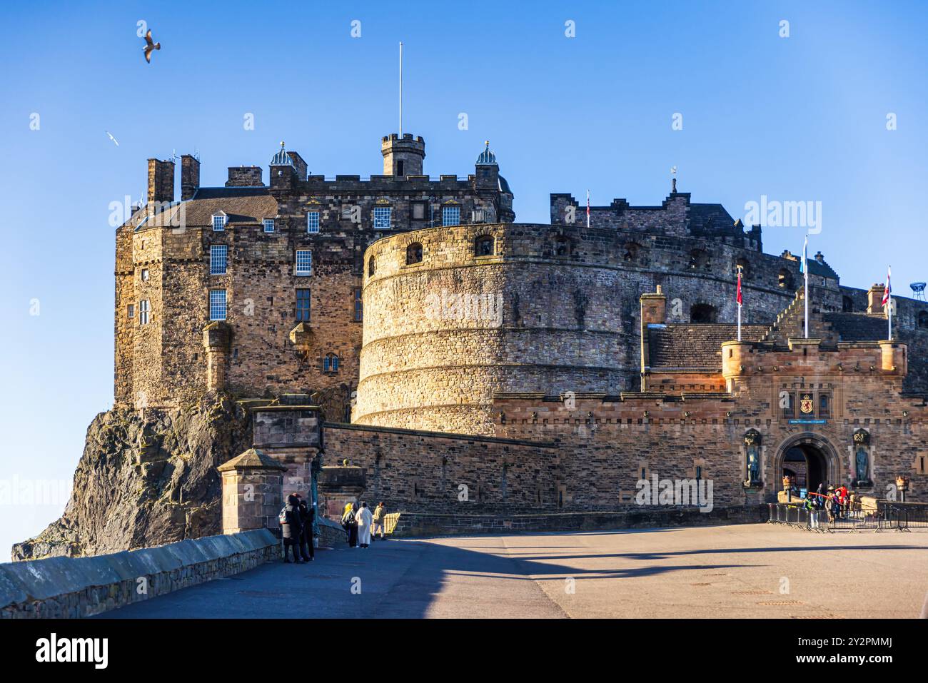 Edinburgh Castle on the top of the hill at sunset Stock Photo - Alamy