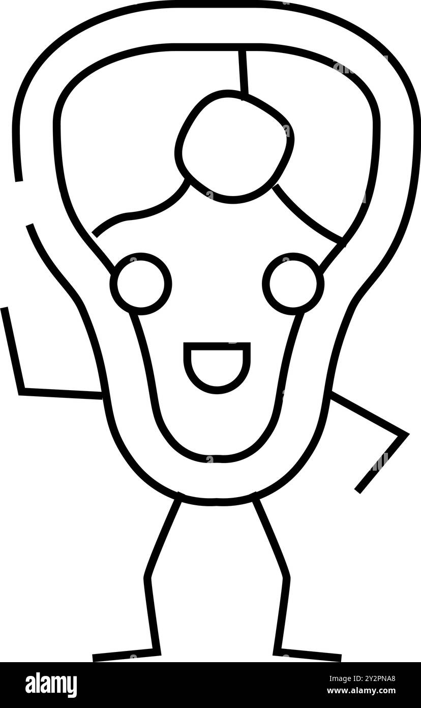 steak meat character line icon vector illustration Stock Vector Image ...