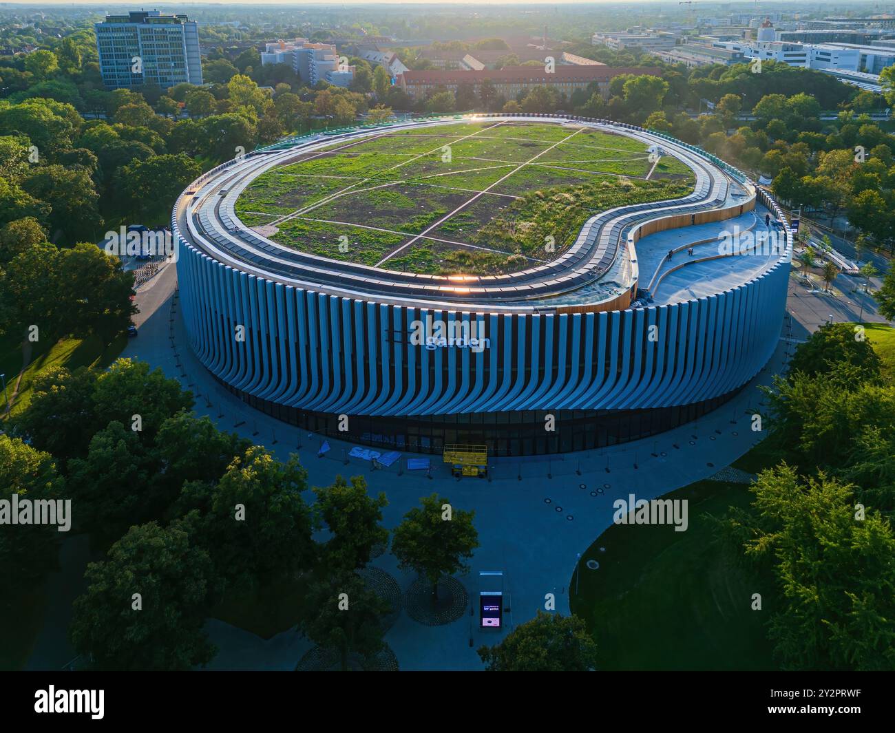 MUNICH, GERMANY, AUGUST 28, 2024: Aerial View of SAP Garden, the new ...