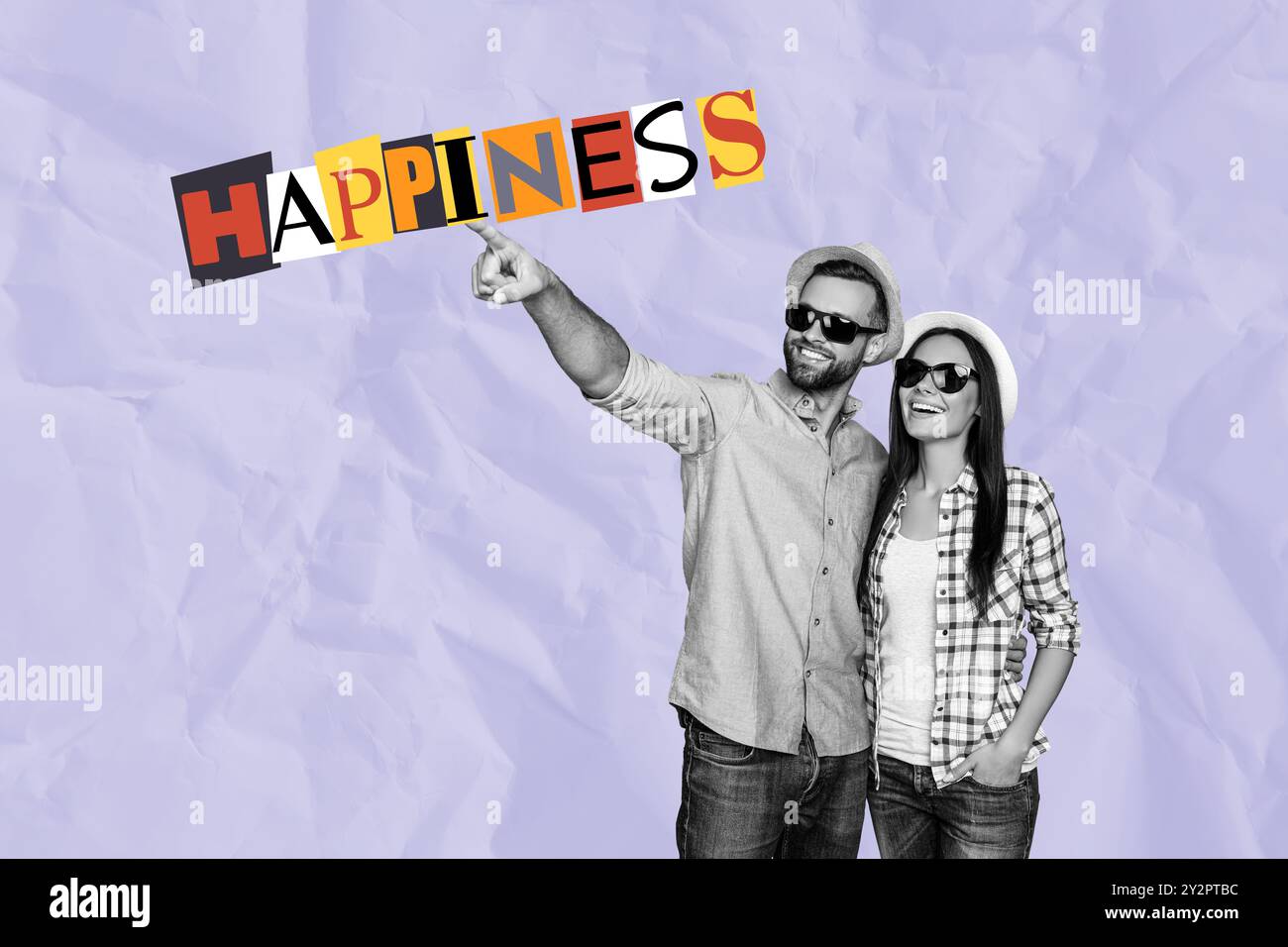 Trend artwork composite sketch image collage of young age couple date ...