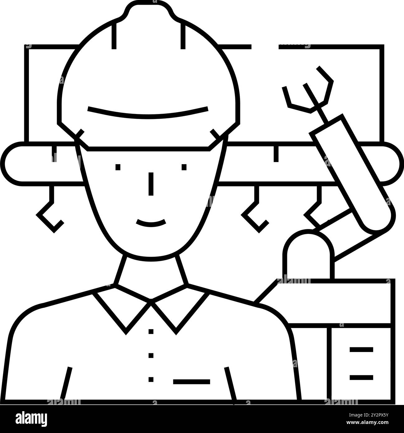 industrial engineer line icon vector illustration Stock Vector Image ...