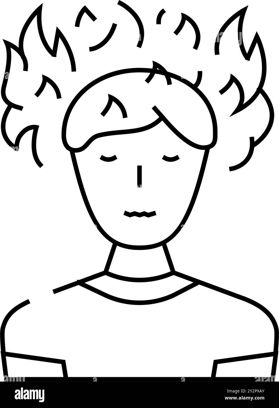 angry person stress headache line icon vector illustration Stock Vector ...