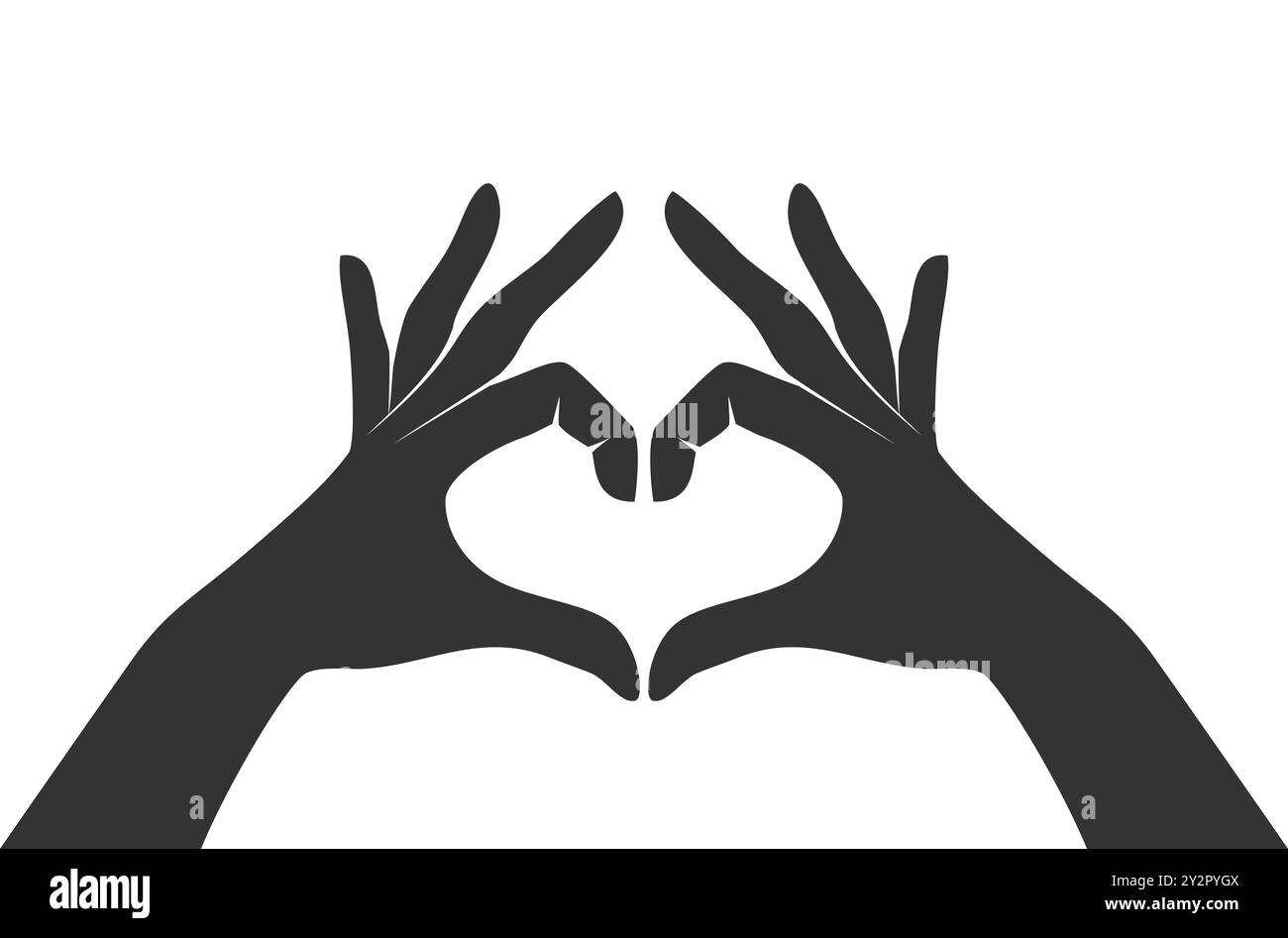 Black silhouettes of two hands forming a heart sign with their fingers ...