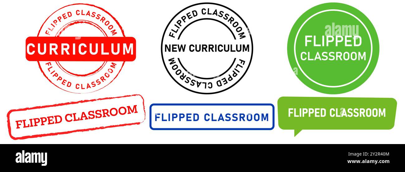 Flipped classroom stamp new curriculum colorful badge study learn at ...