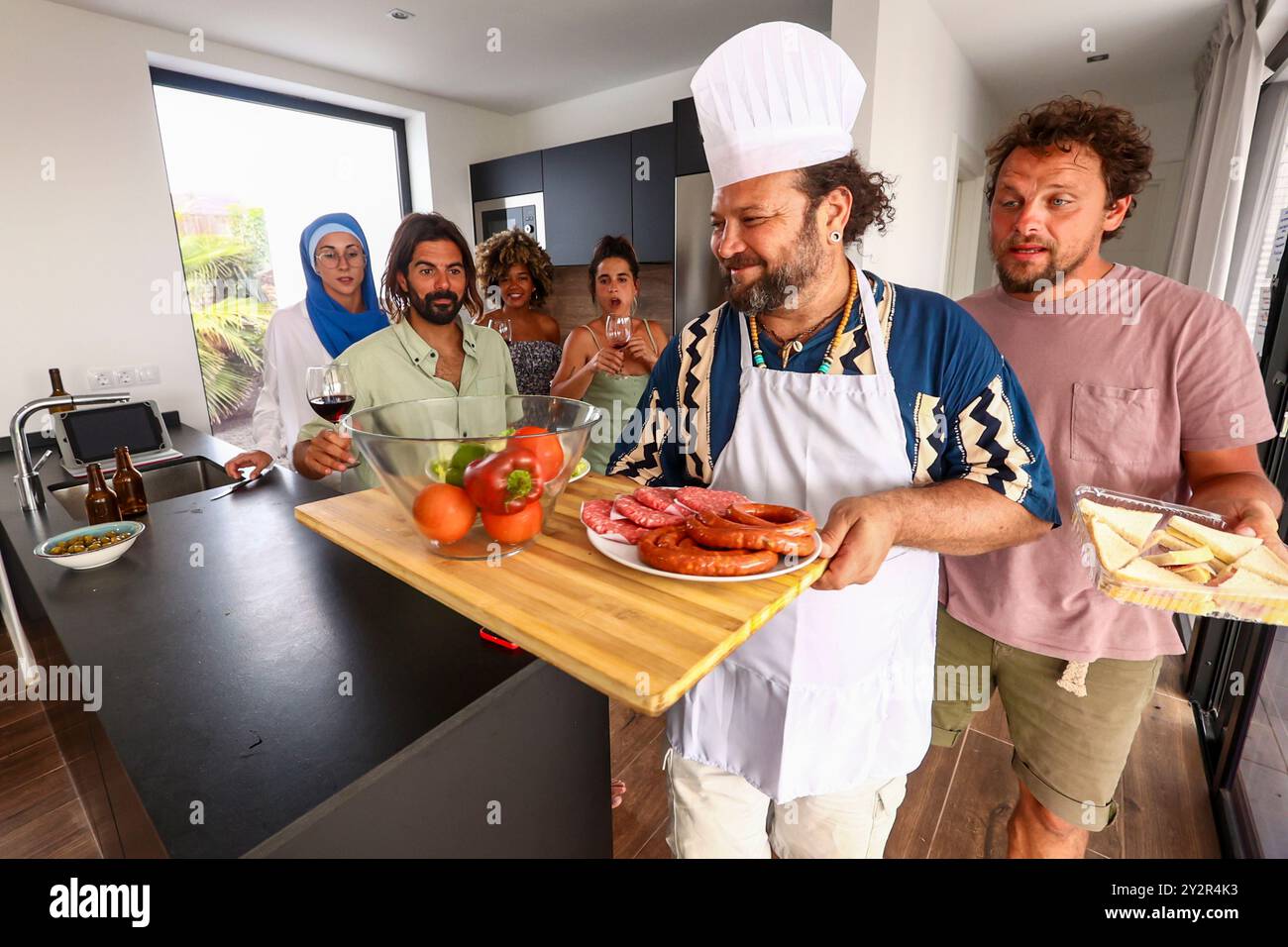 Modern kitchen scene features hi-res stock photography and images - Alamy