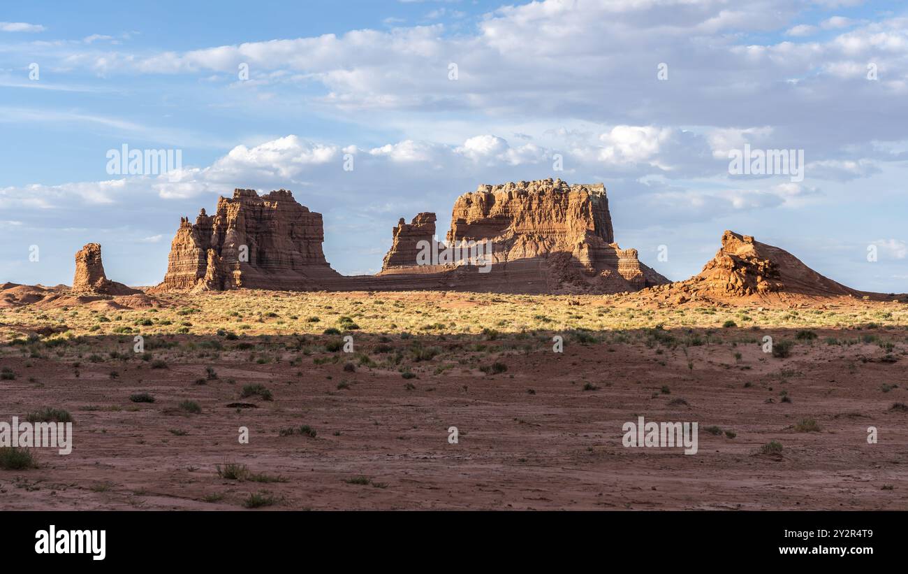 Stunning view of eroded rock formations under a bright blue sky at ...