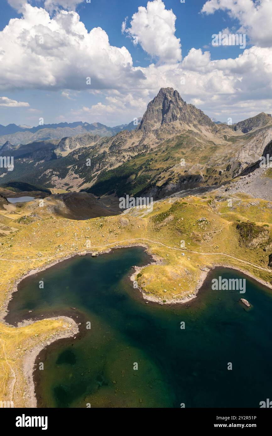 From above, capture the breathtaking aerial view of the serene Lacs d ...