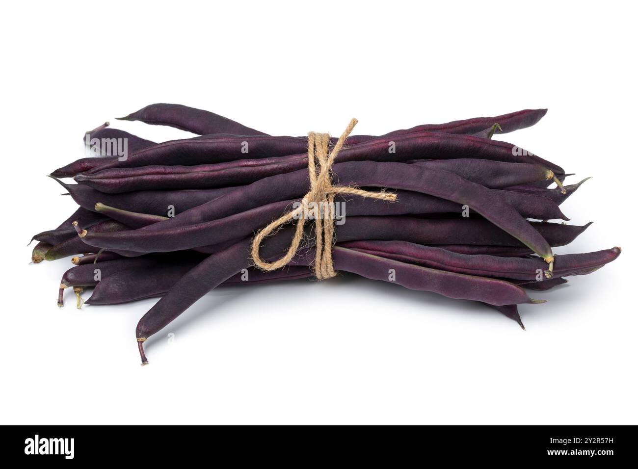 Bunch of fresh raw purple bean isolated on white background close up ...