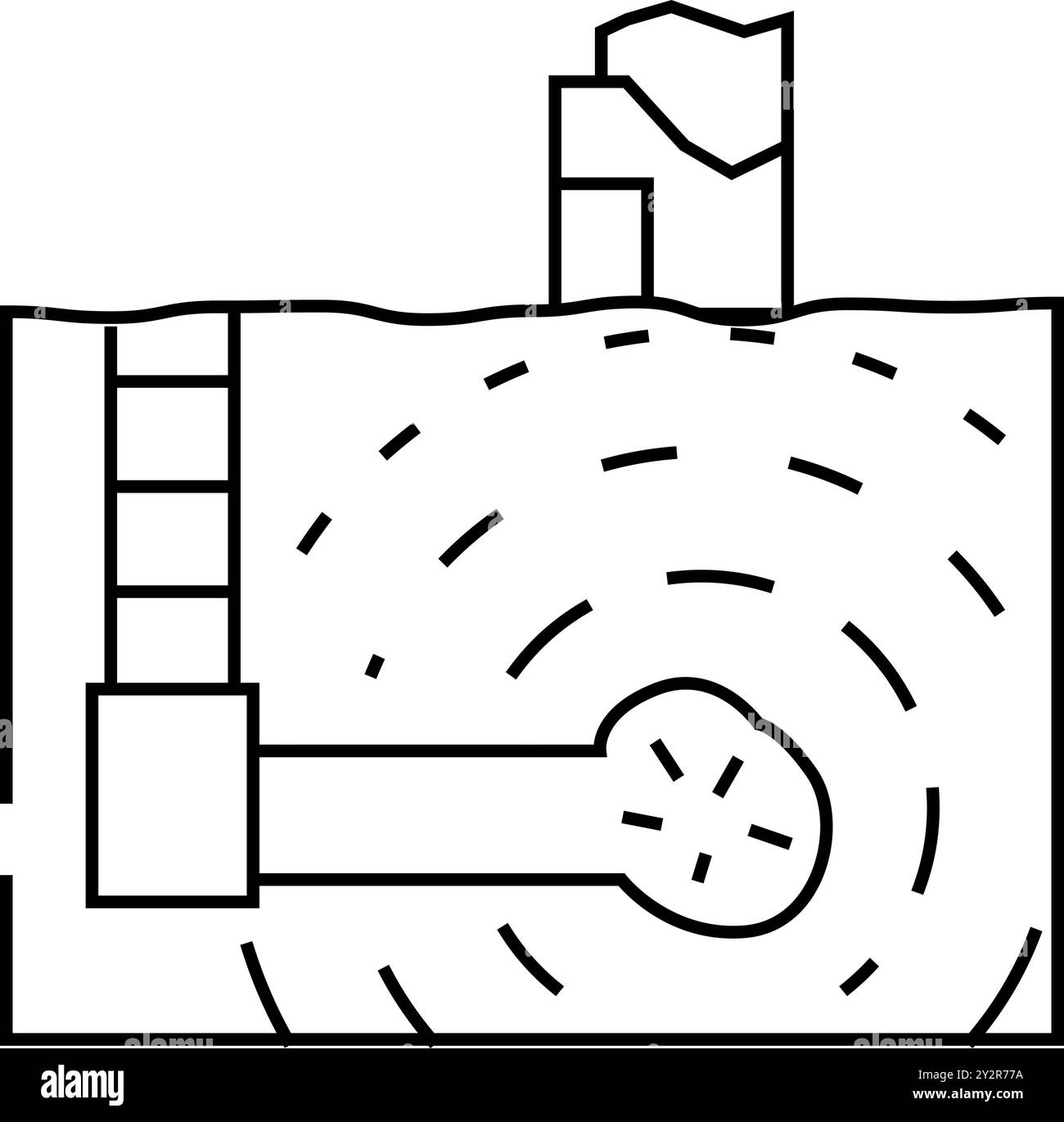 collapse earthquake disaster line icon vector illustration Stock Vector ...