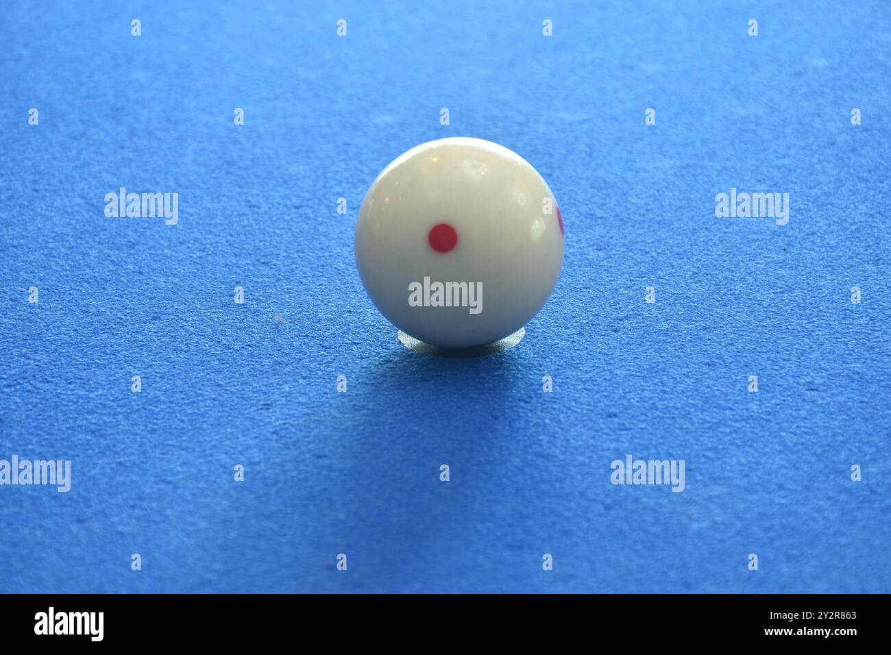billiard ball with number arranging ready for playing on blue pool ...
