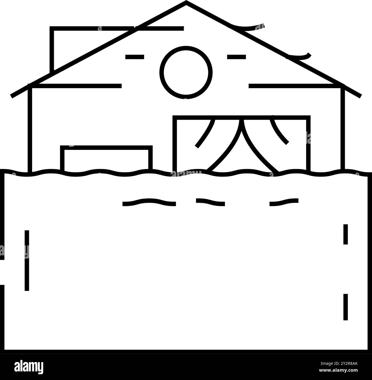 storm flood disaster line icon vector illustration Stock Vector Image ...