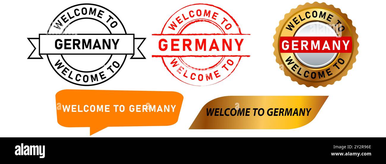 Welcome to Germany stamp colorful badge tourist destination place visit ...