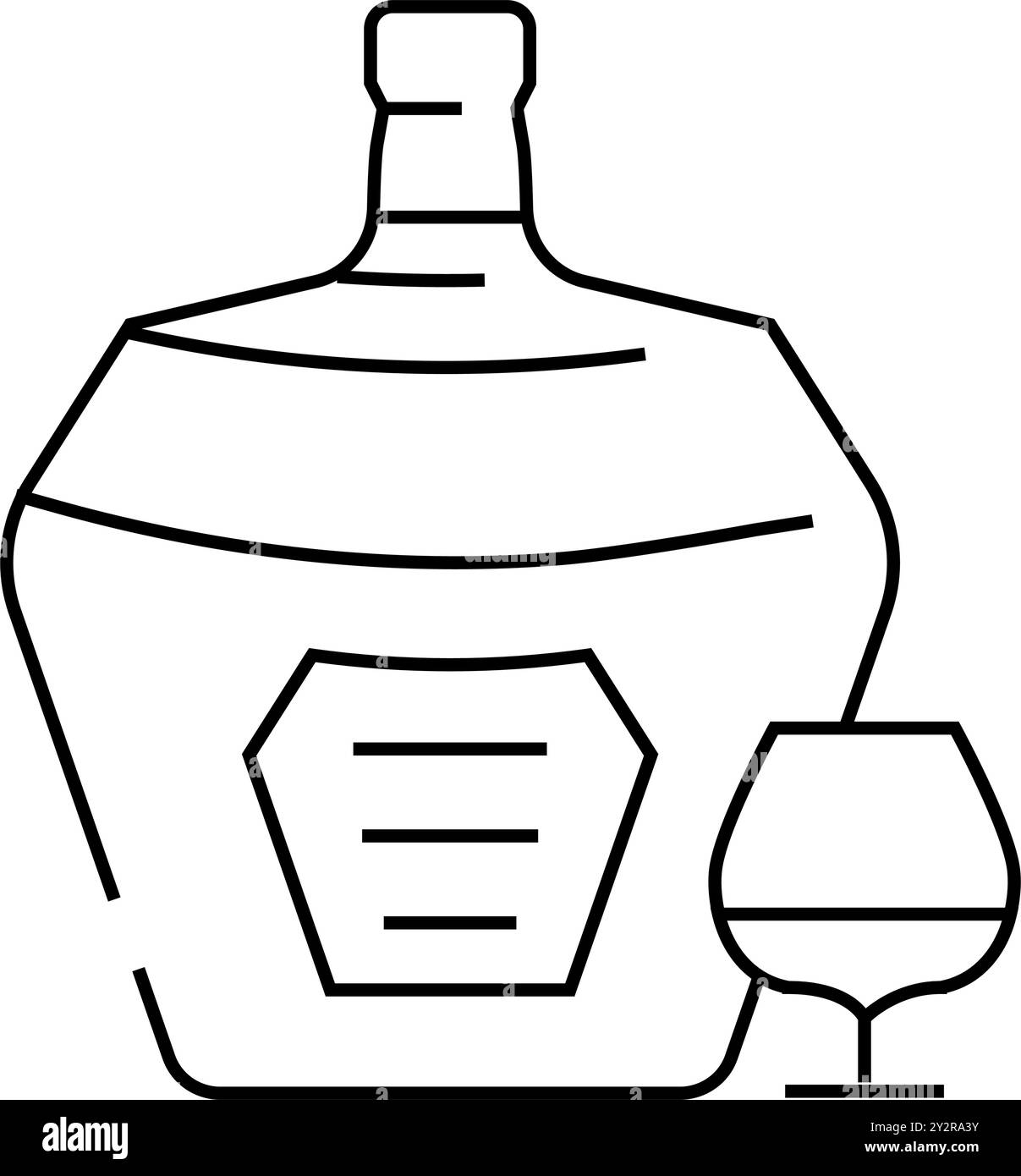 brandy drink bottle line icon vector illustration Stock Vector Image ...