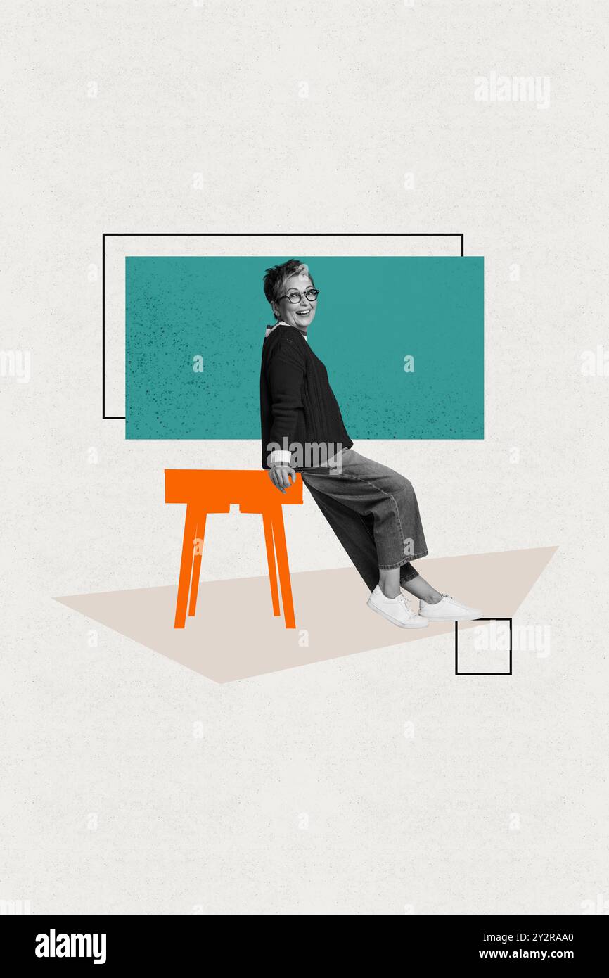 Vertical poster collage mature woman teacher lecturer university ...