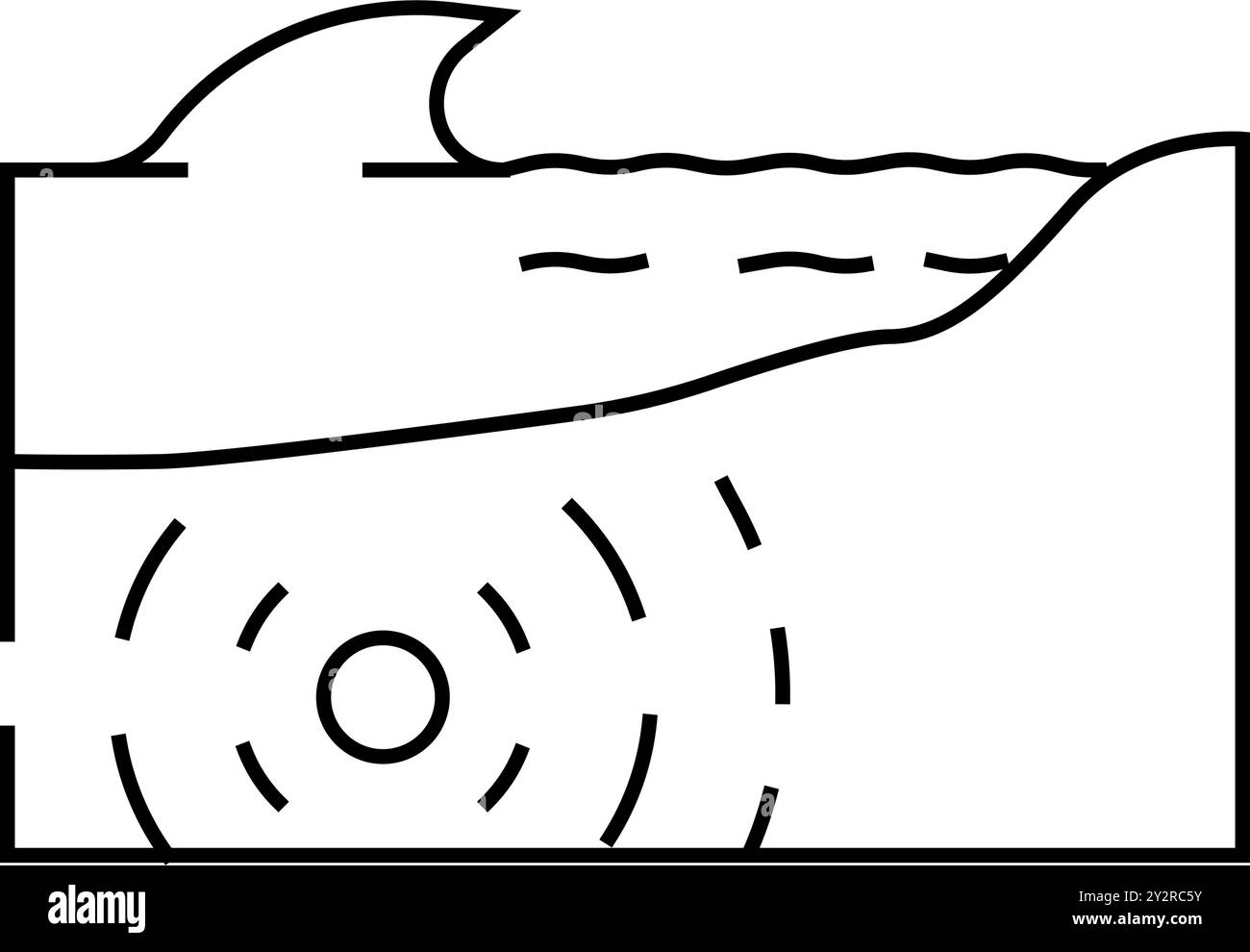 tsunami earthquake line icon vector illustration Stock Vector Image ...