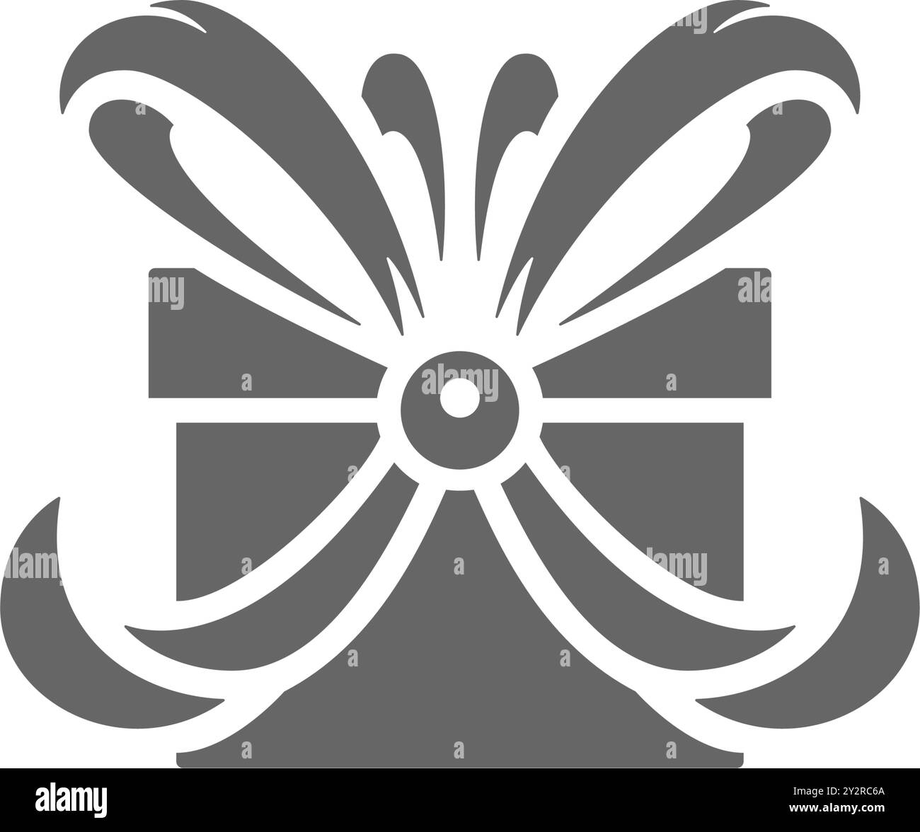 Vector illustration of square present box with large bow designed as ...