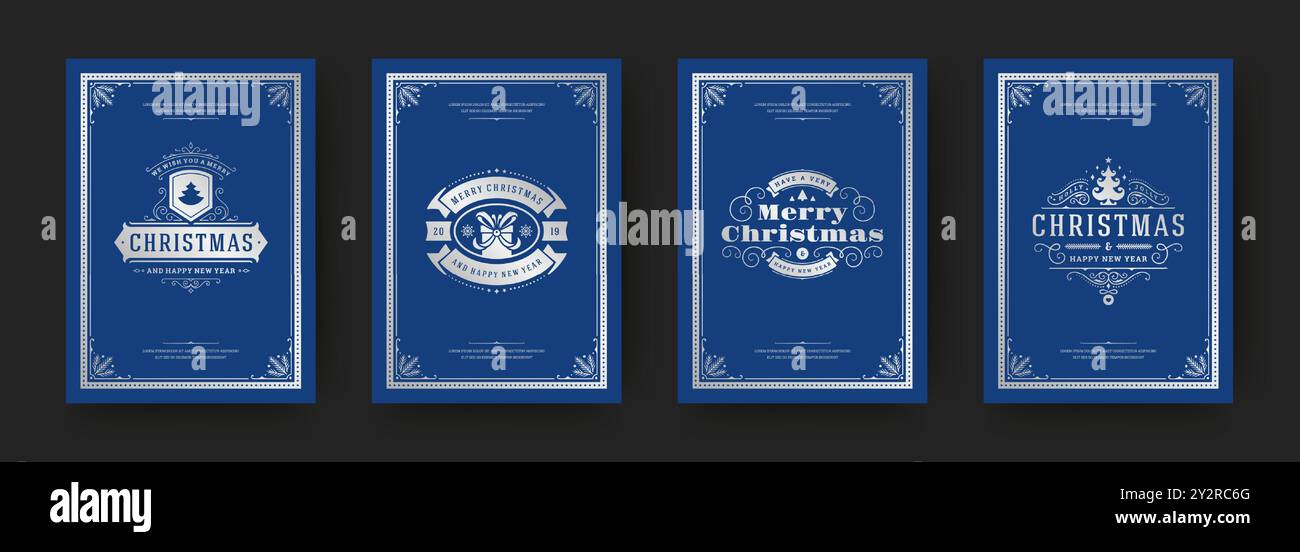 Four beautifully crafted Christmas card designs showcase elegant blues ...