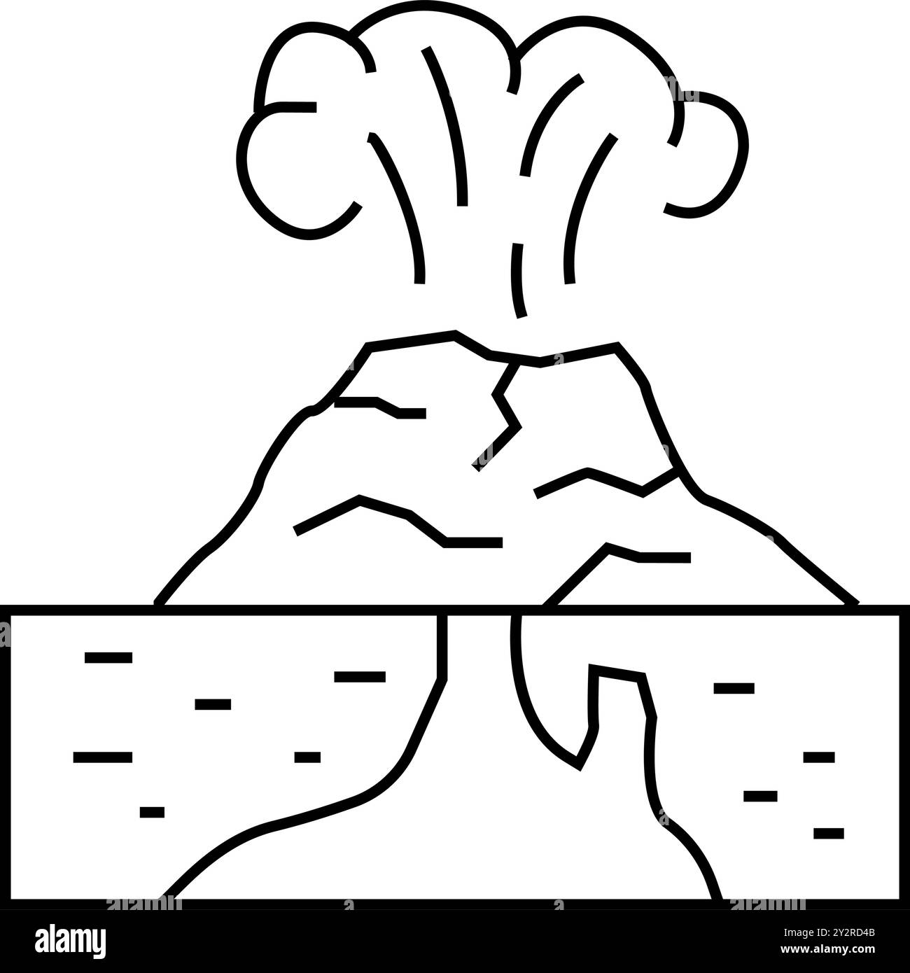 volcanic earthquake disaster line icon vector illustration Stock Vector ...