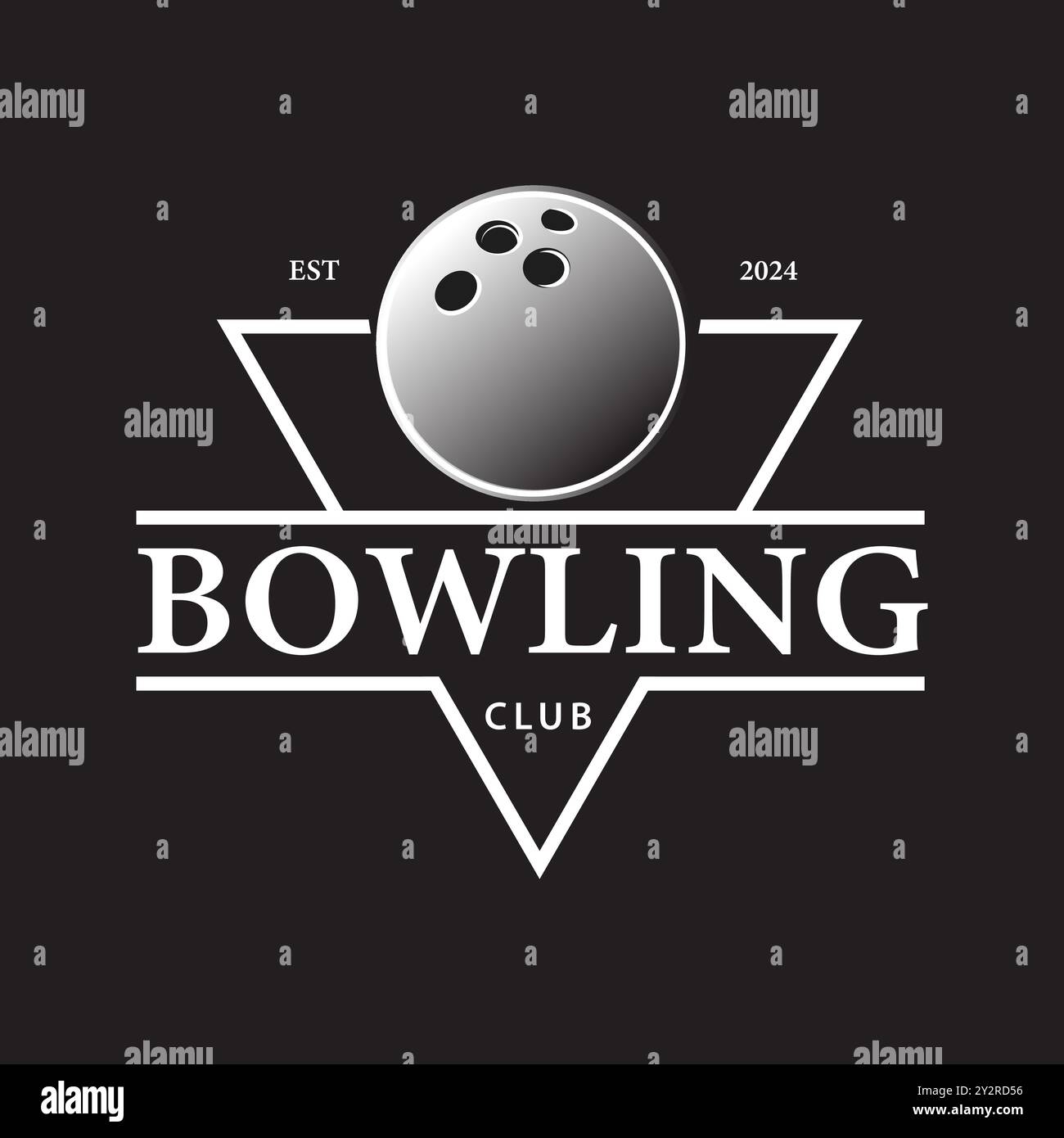 Classic Vintage Bowling Tournament with, Vector Triangle Icons and ...