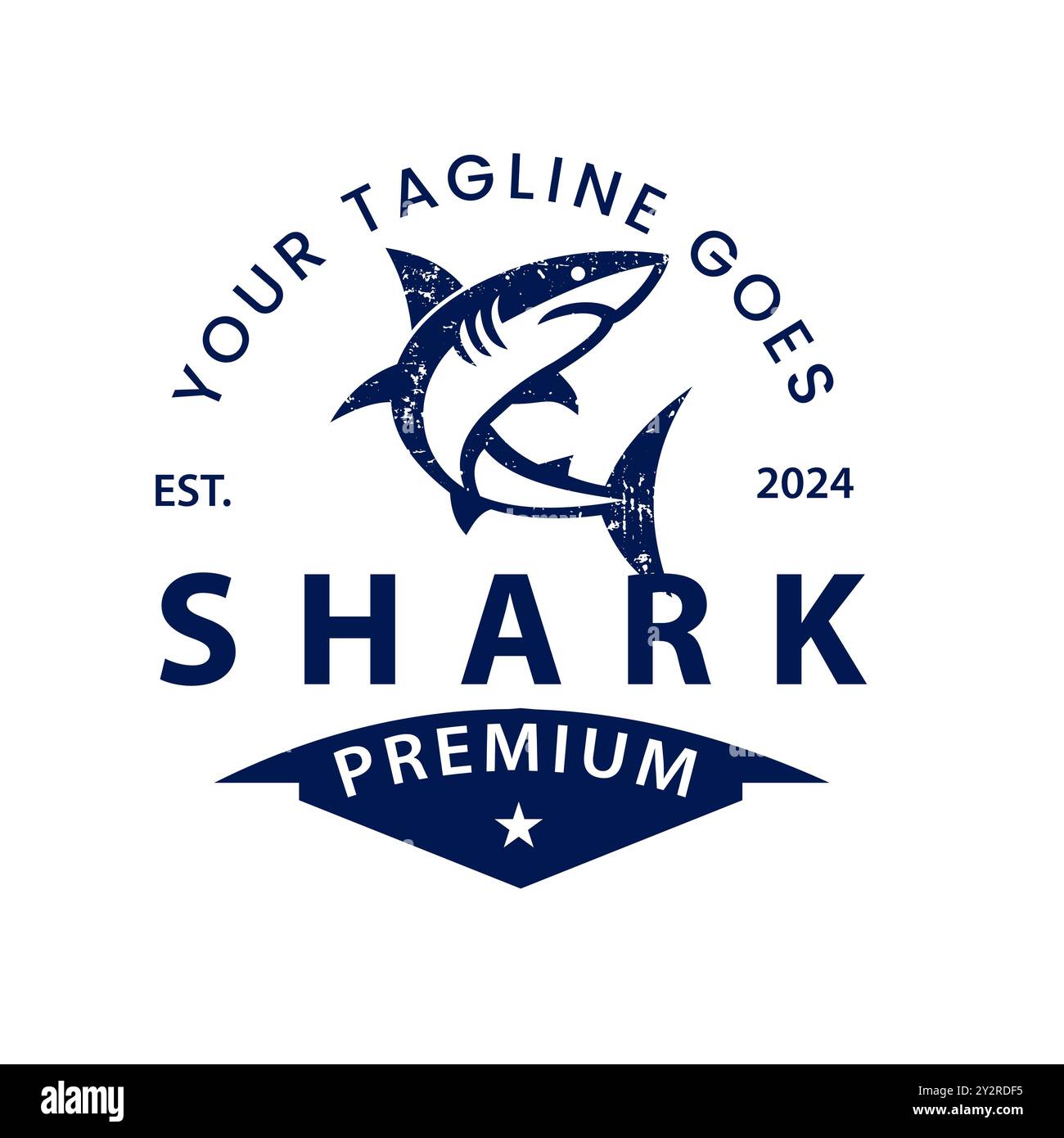 Shark logo vector vintage retro silhouette illustration icon on white ...