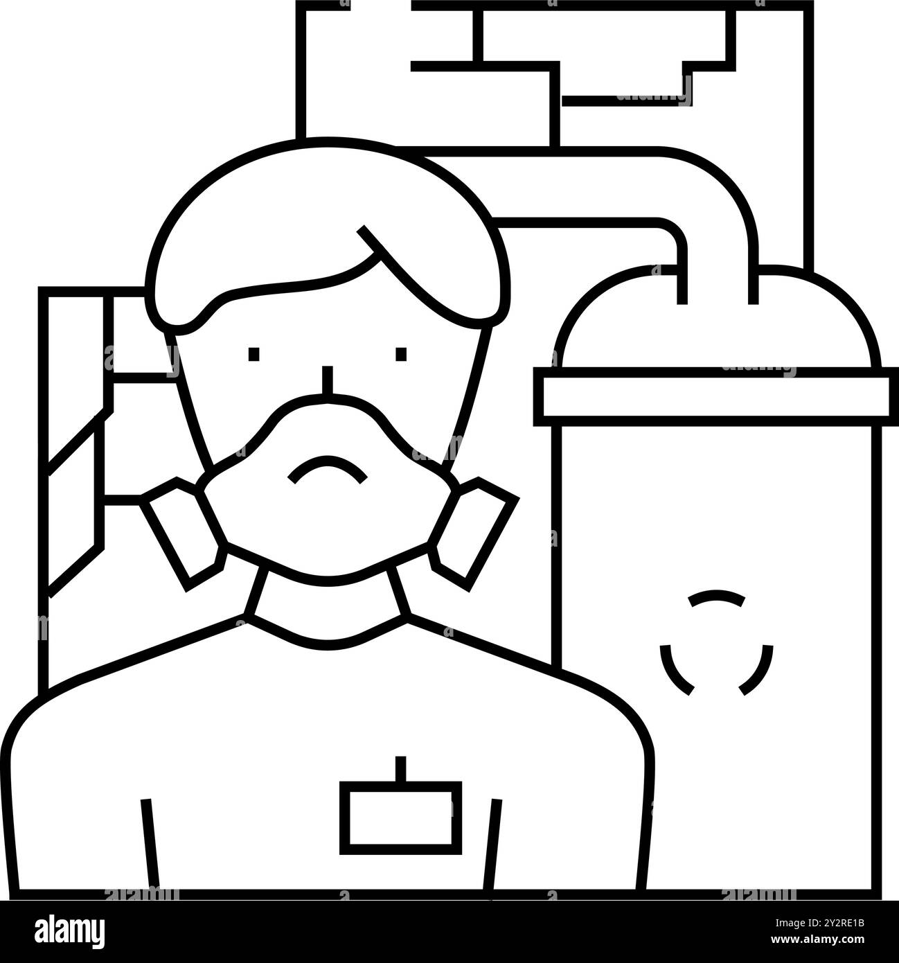 nuclear power plant worker energy line icon vector illustration Stock ...